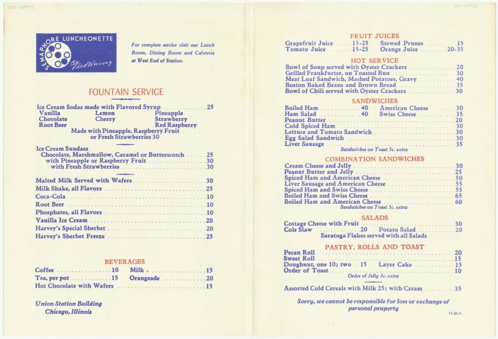 “Meals by Fred Harvey” - Chicago History Museum
