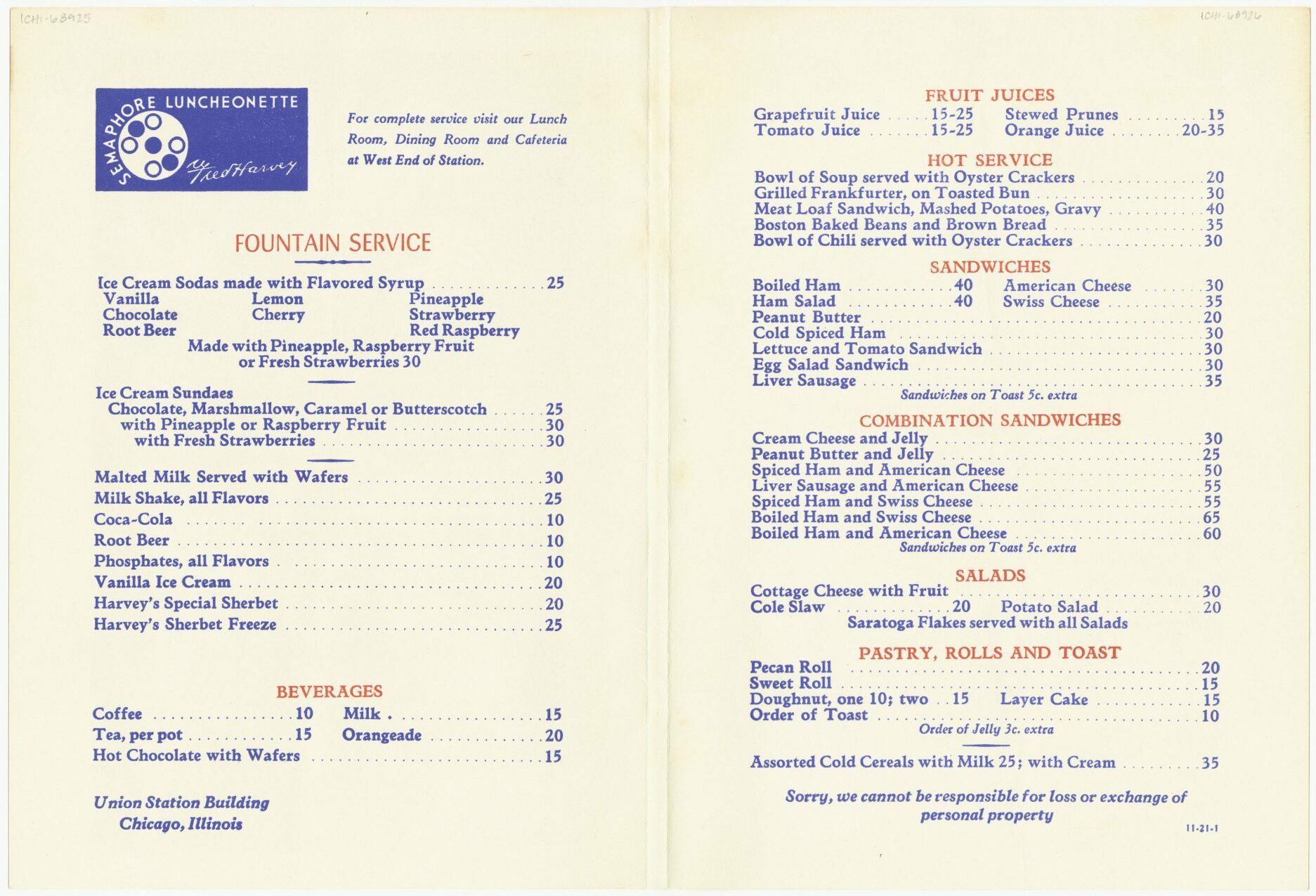 “Meals by Fred Harvey” - Chicago History Museum