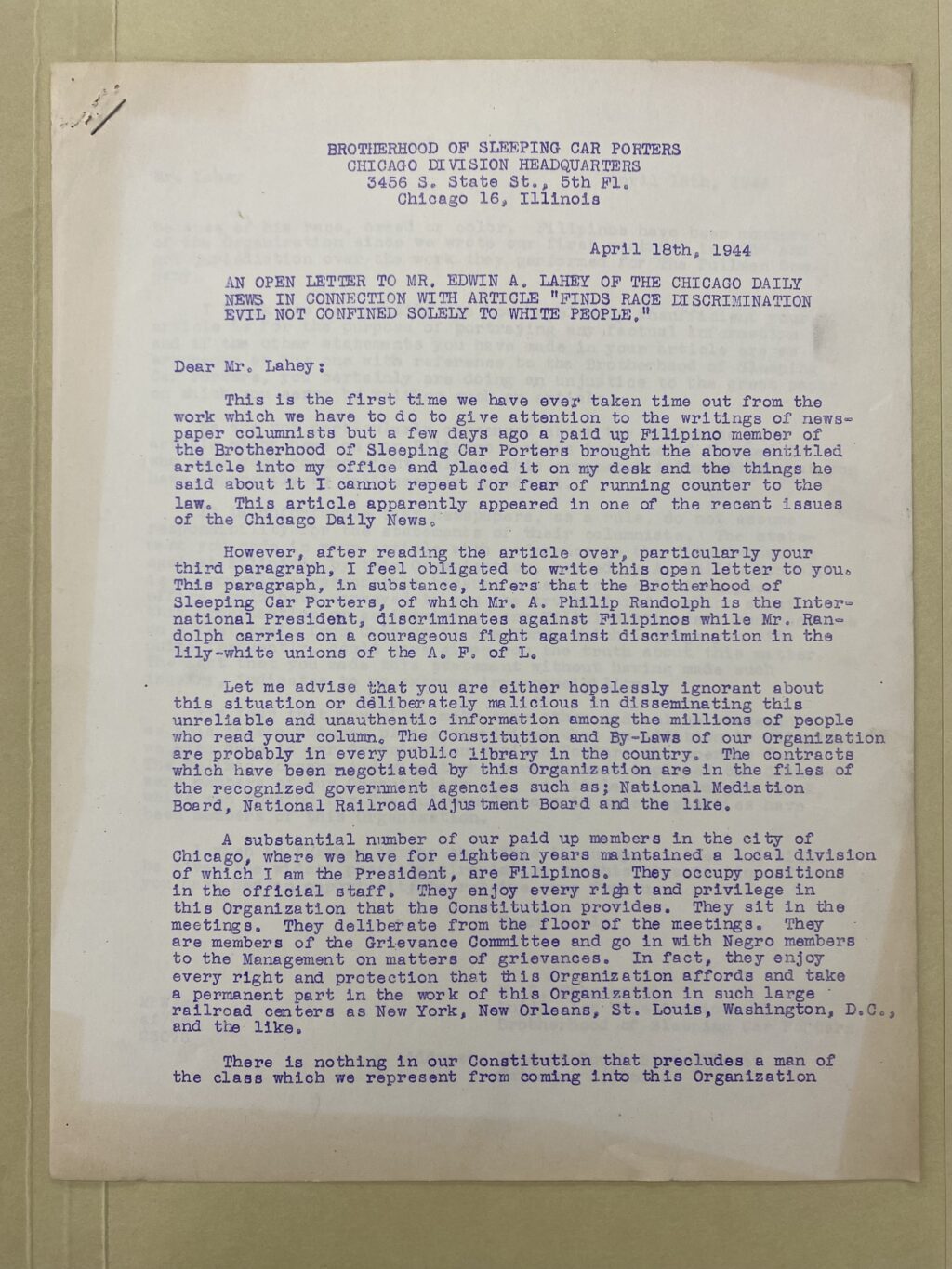 Filipinos and the Brotherhood of Sleeping Car Porters - Chicago History ...