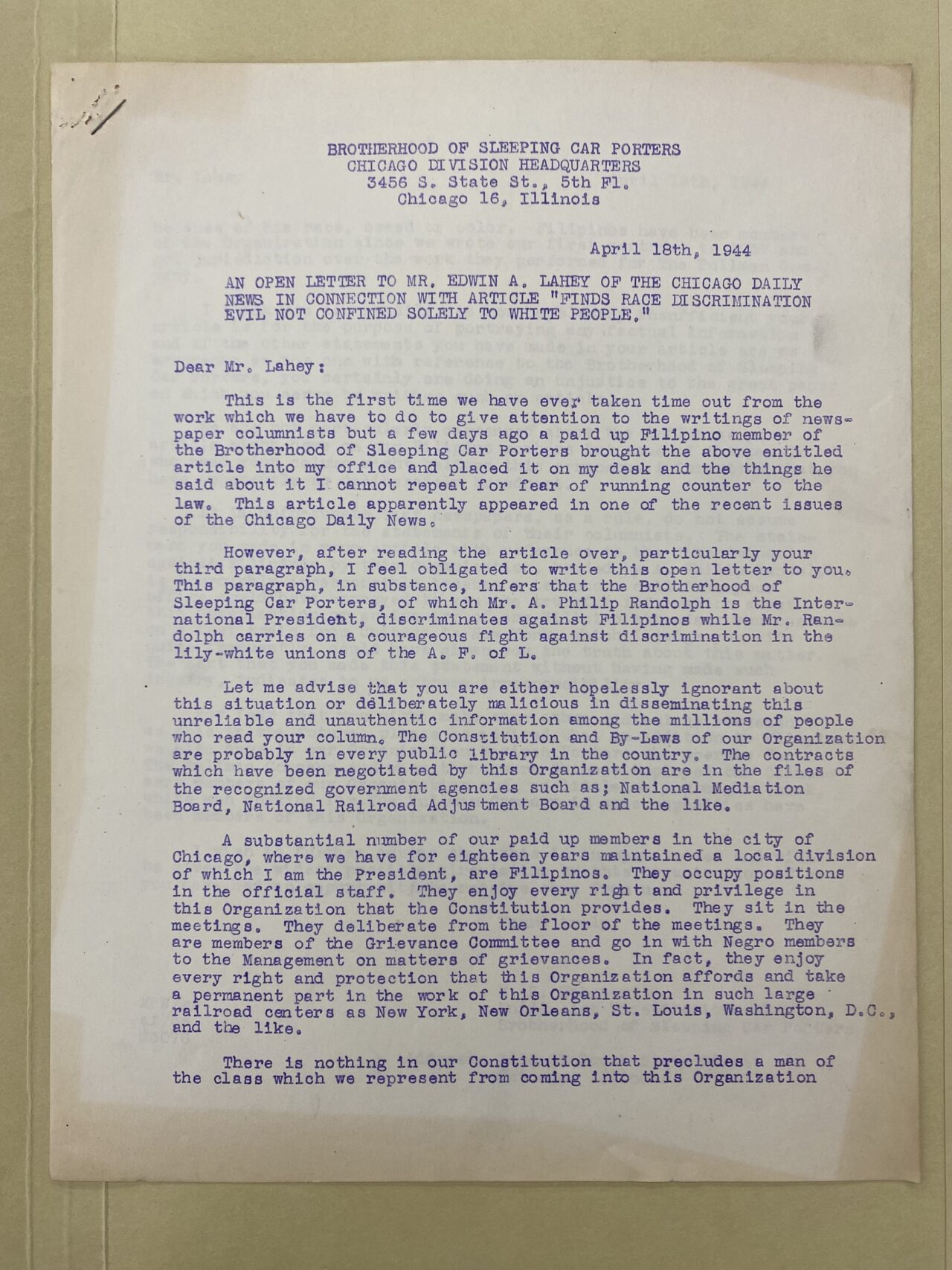 Filipinos and the Brotherhood of Sleeping Car Porters - Chicago History ...